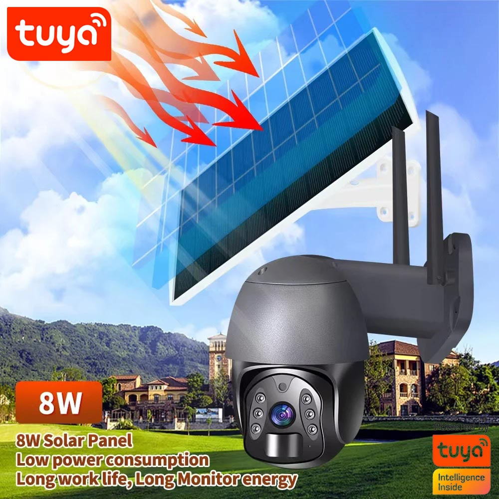 Cámara Solar 4G Tuya Smart 3.0MP 8W 2,5 "PTZ Batería Recargable PST-SQ ...