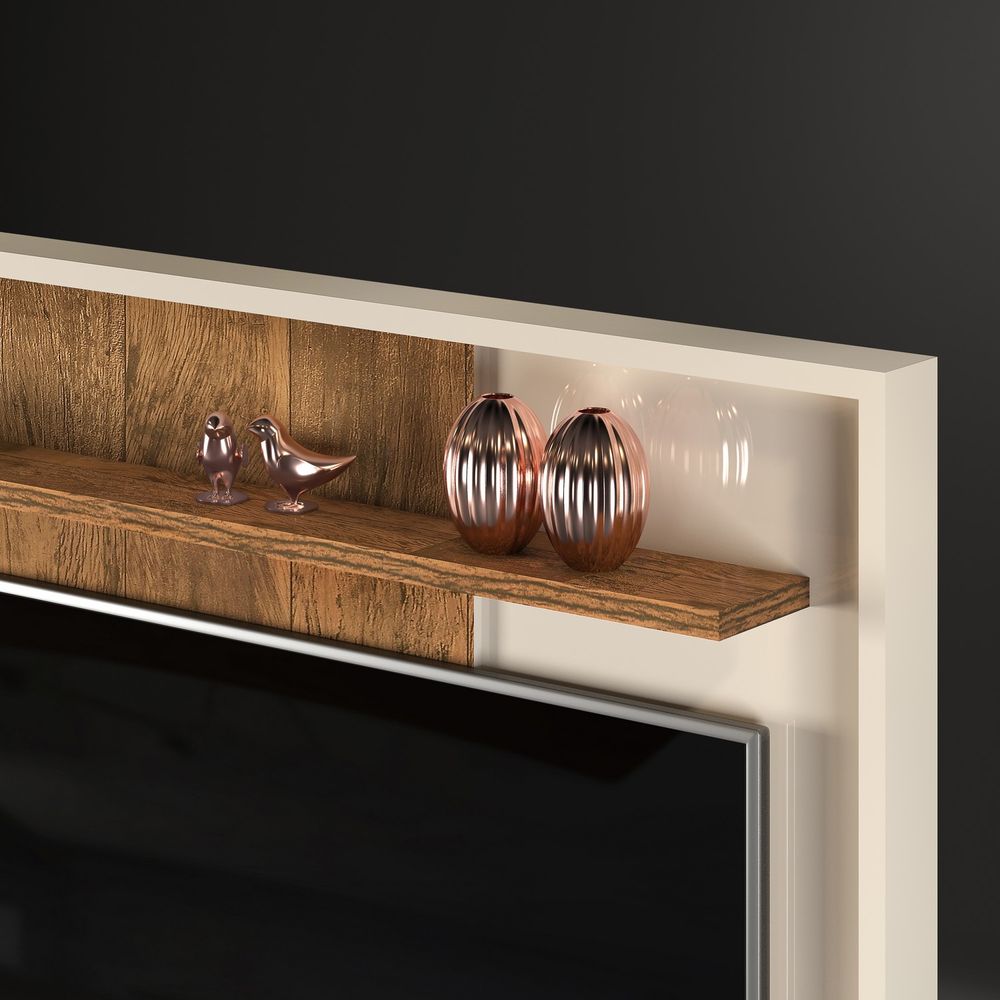 Centro de Entretenimiento SELENE Blanco Rústico Hasta 60 + Rack ...