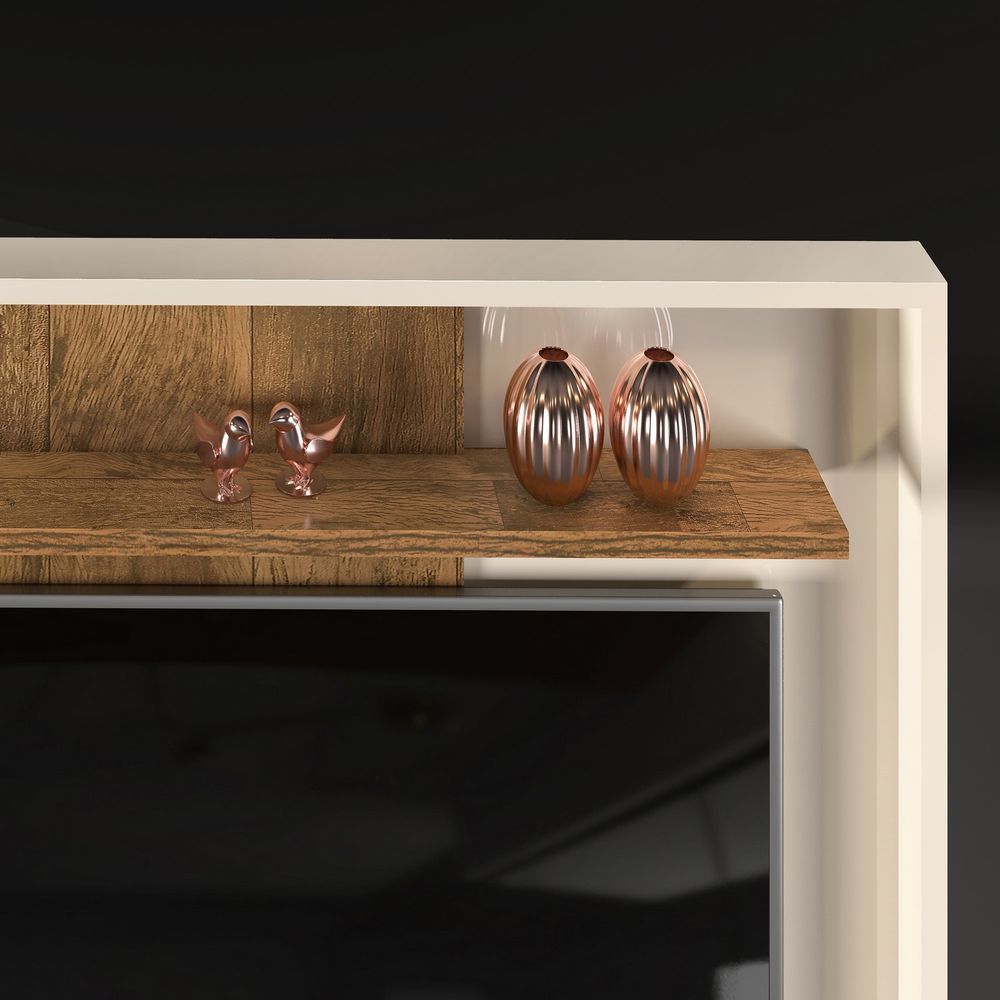 Centro de Entretenimiento SELENE Blanco Rústico Hasta 60 + Rack ...