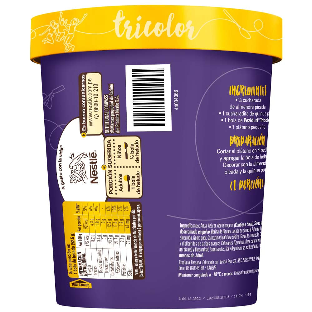 Helado D'ONOFRIO Peziduri Tricolor Cremoso Pote 900ml | plazaVea - plazaVea