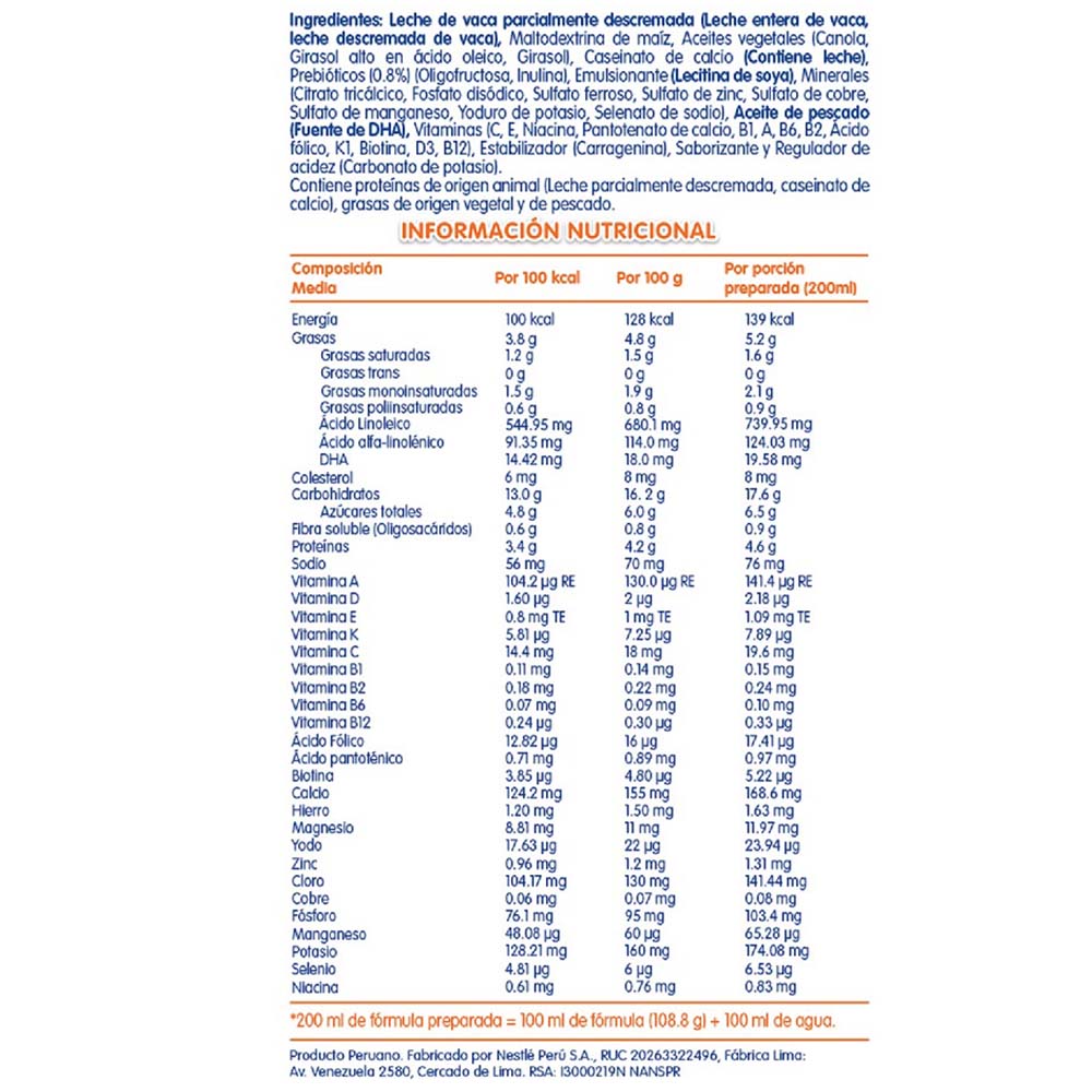 Fórmula Láctea de Crecimiento NAN 3 Lata 390g | plazaVea - Supermercado