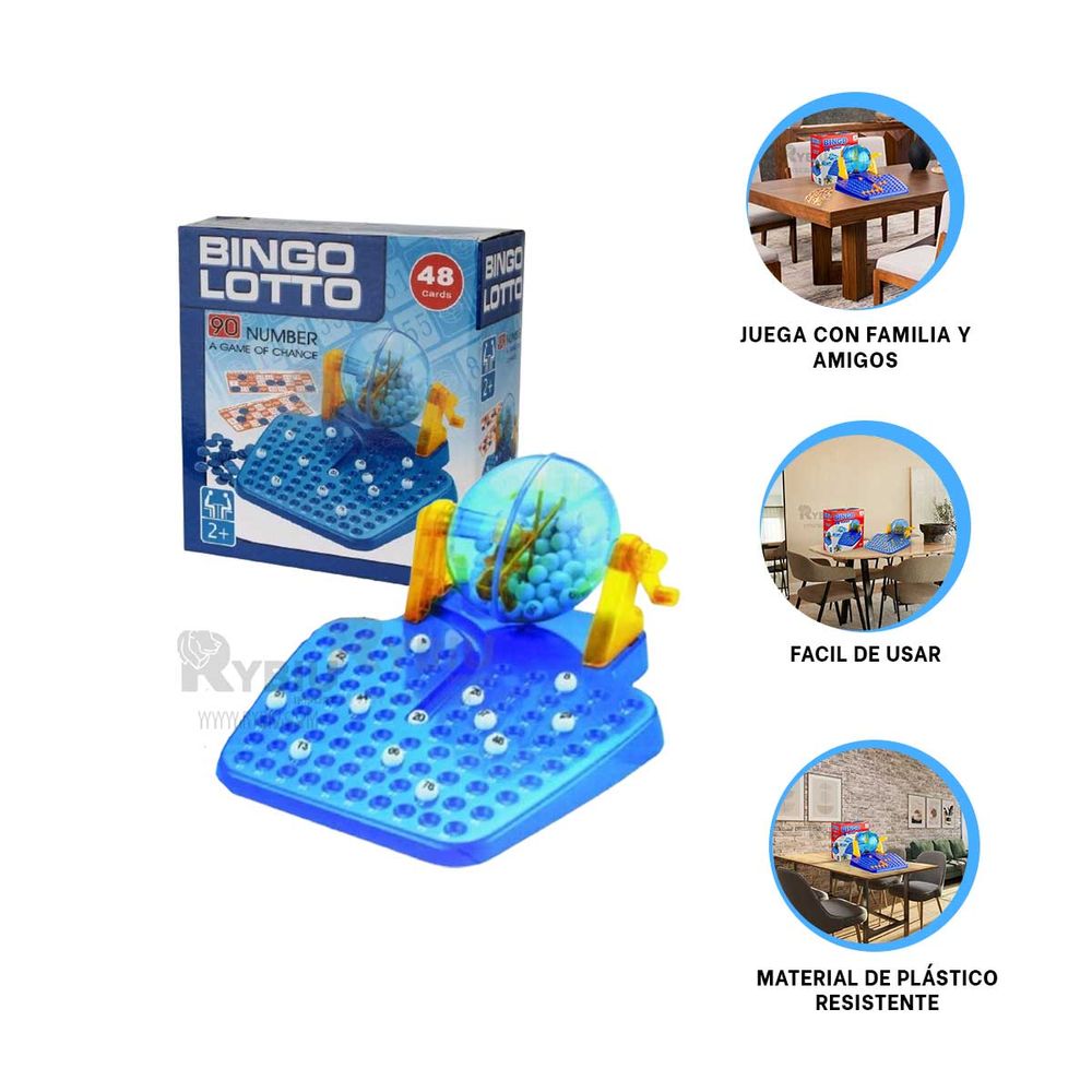 Bingo Familiar 90 Numero 48 Cartas Color Celeste| plazaVea - plazaVea