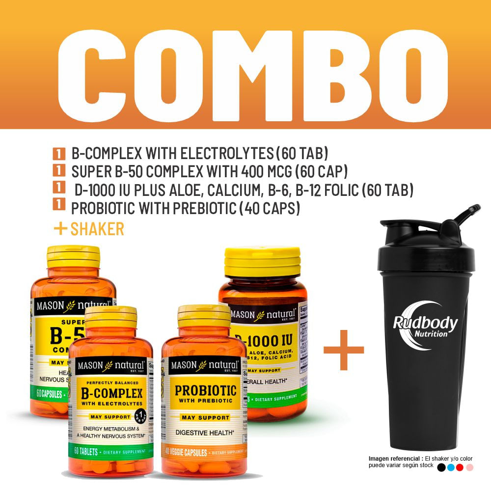 Combo Vitaminas Mason - B-Complex Electrolytes+Super B-50 Complex +D ...