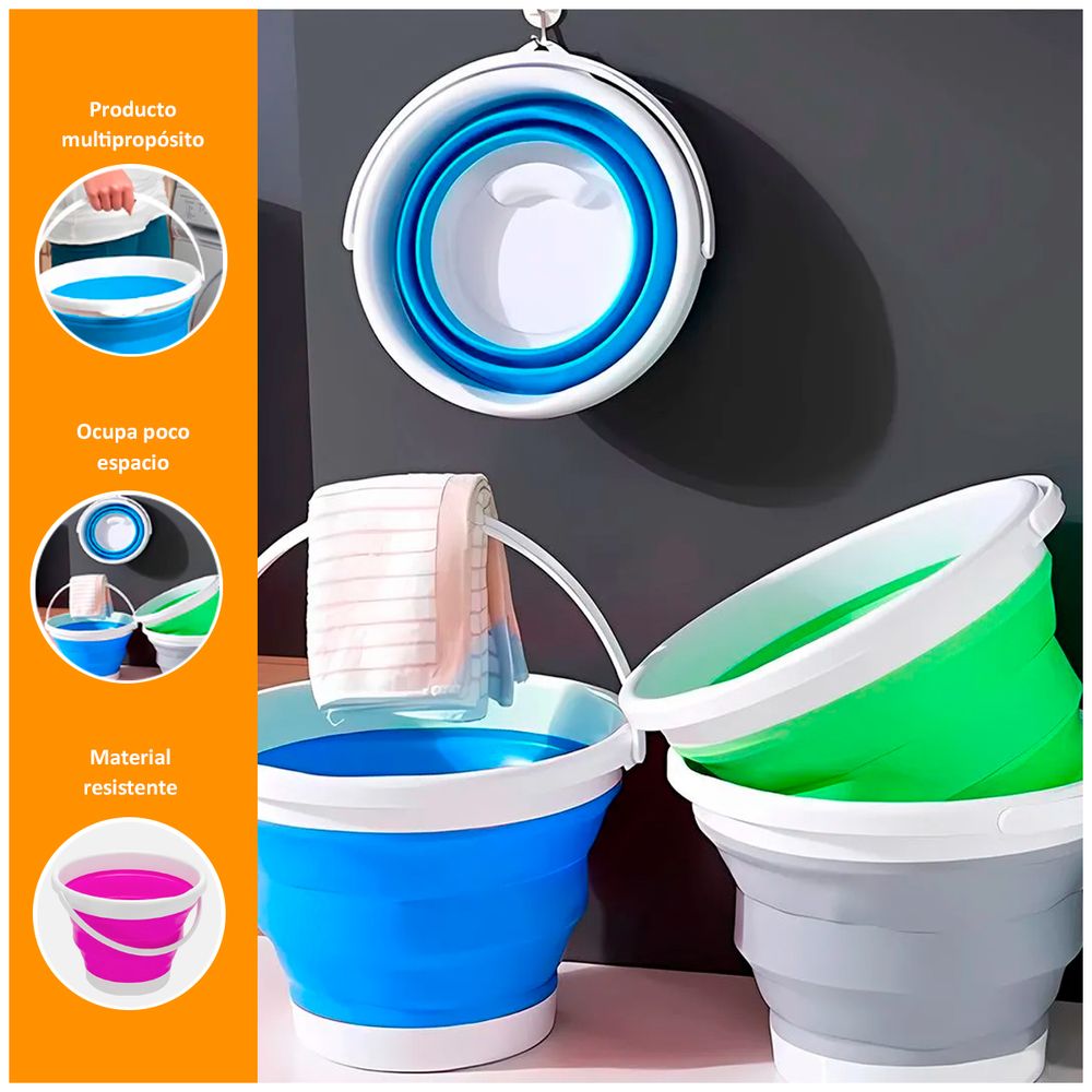 Balde Plegable de Silicona Multiusos 32cm | Verde | plazaVea - plazaVea