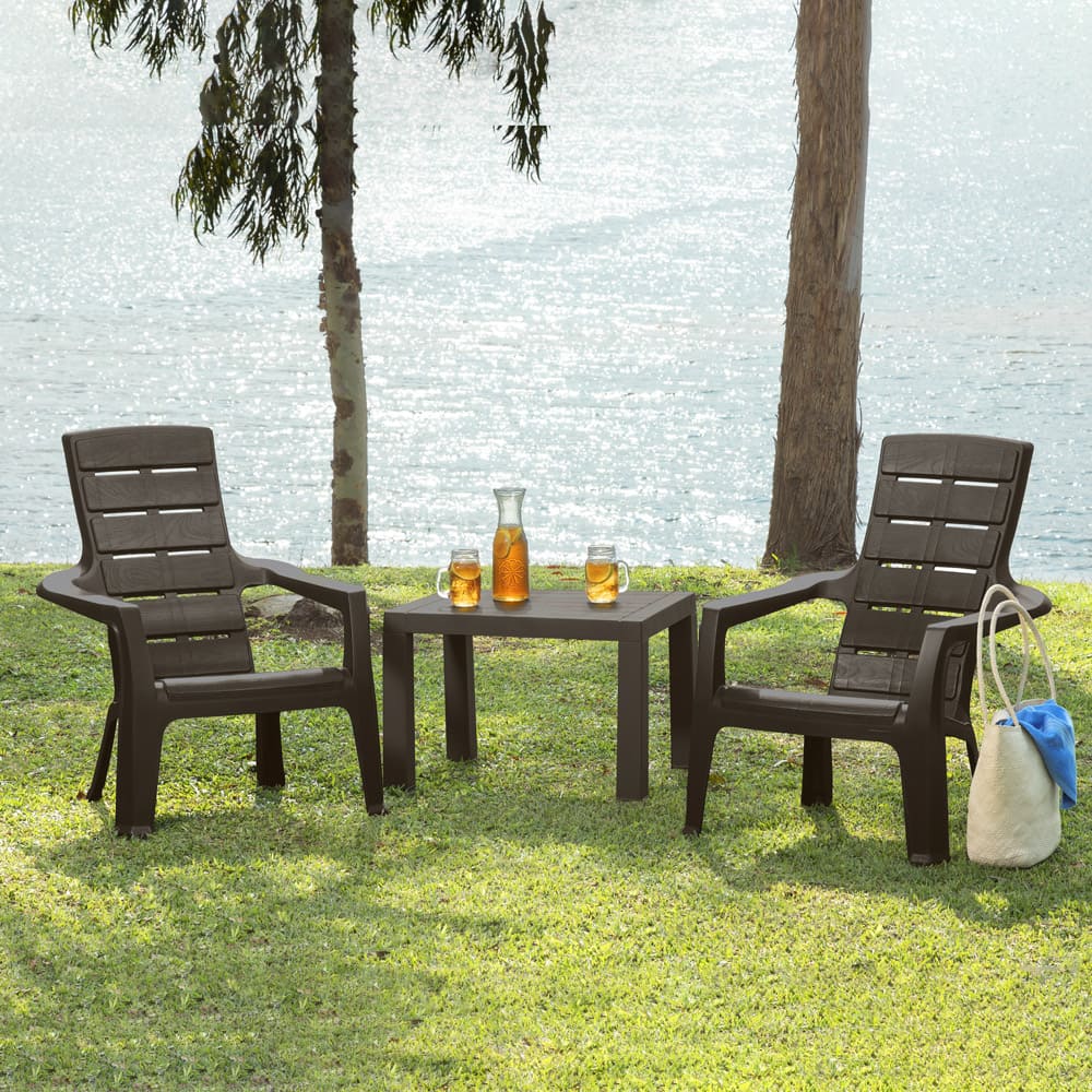 COMBO Mesa de centro rectangular Baru Wengue Rimax + 2 Sillas Playera ...