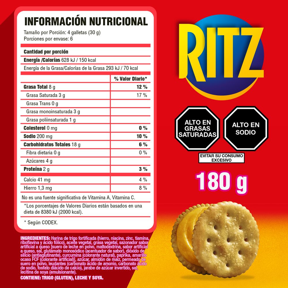 Galletas Saladas RITZ Sabor a Queso Bolsa 30g Paquete 6un | plazaVea ...