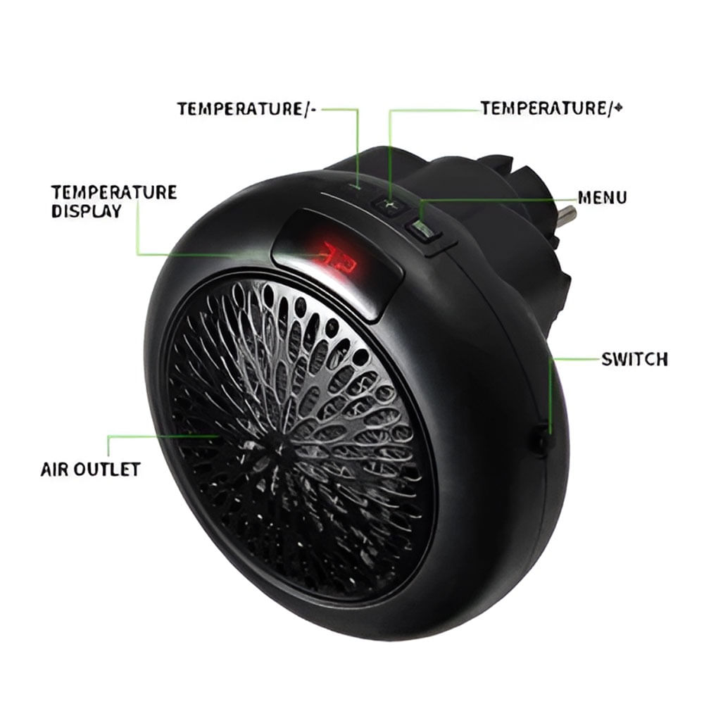 Mini calefactor eléctrico portátil Wonder Heater Pro 900W Negro ...