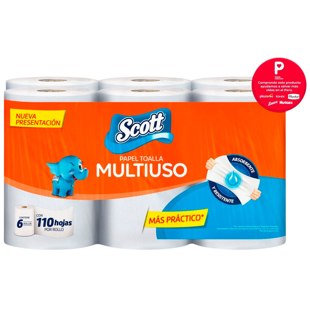 Papel Toalla SCOTT Multiuso Paquete 6un | plazaVea - Supermercado