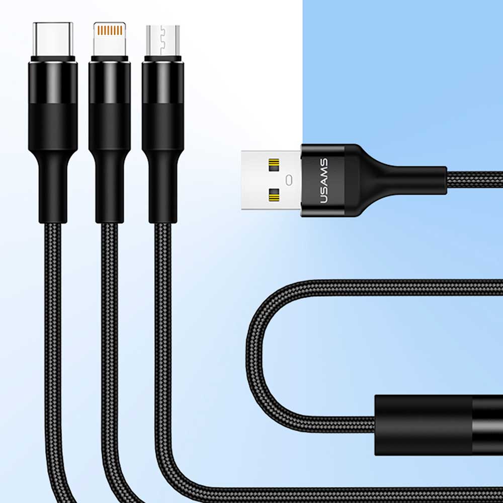 Cable de Carga USAMS 3en1 Iphone Micro Tipo C Negro | plazaVea - plazaVea