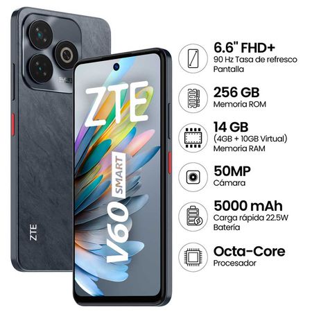 Smartphone ZTE Blade V60 Smart 6.6" 4GB 256GB 50MP Negro | plazaVea ...