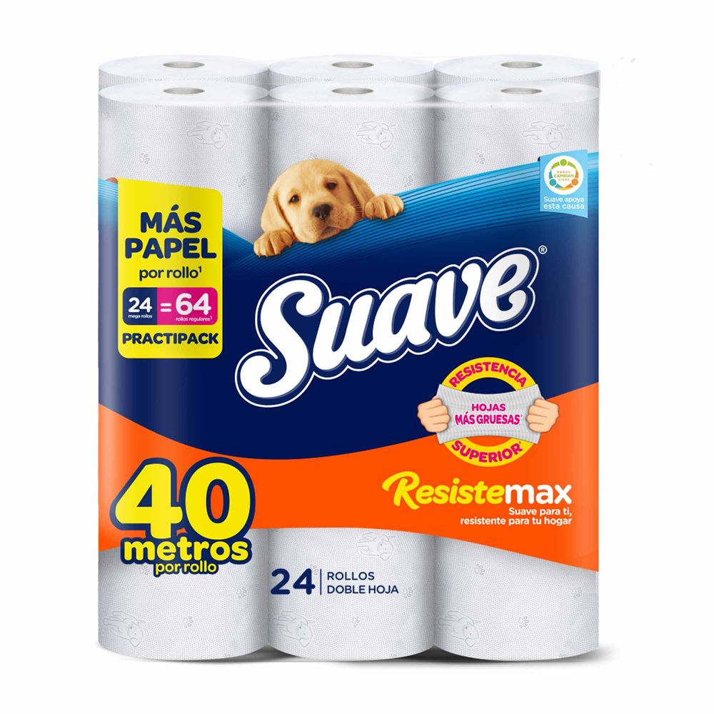 Papel Higiénico SUAVE Resistemax 40mts Paquete 24un | plazaVea - plazaVea