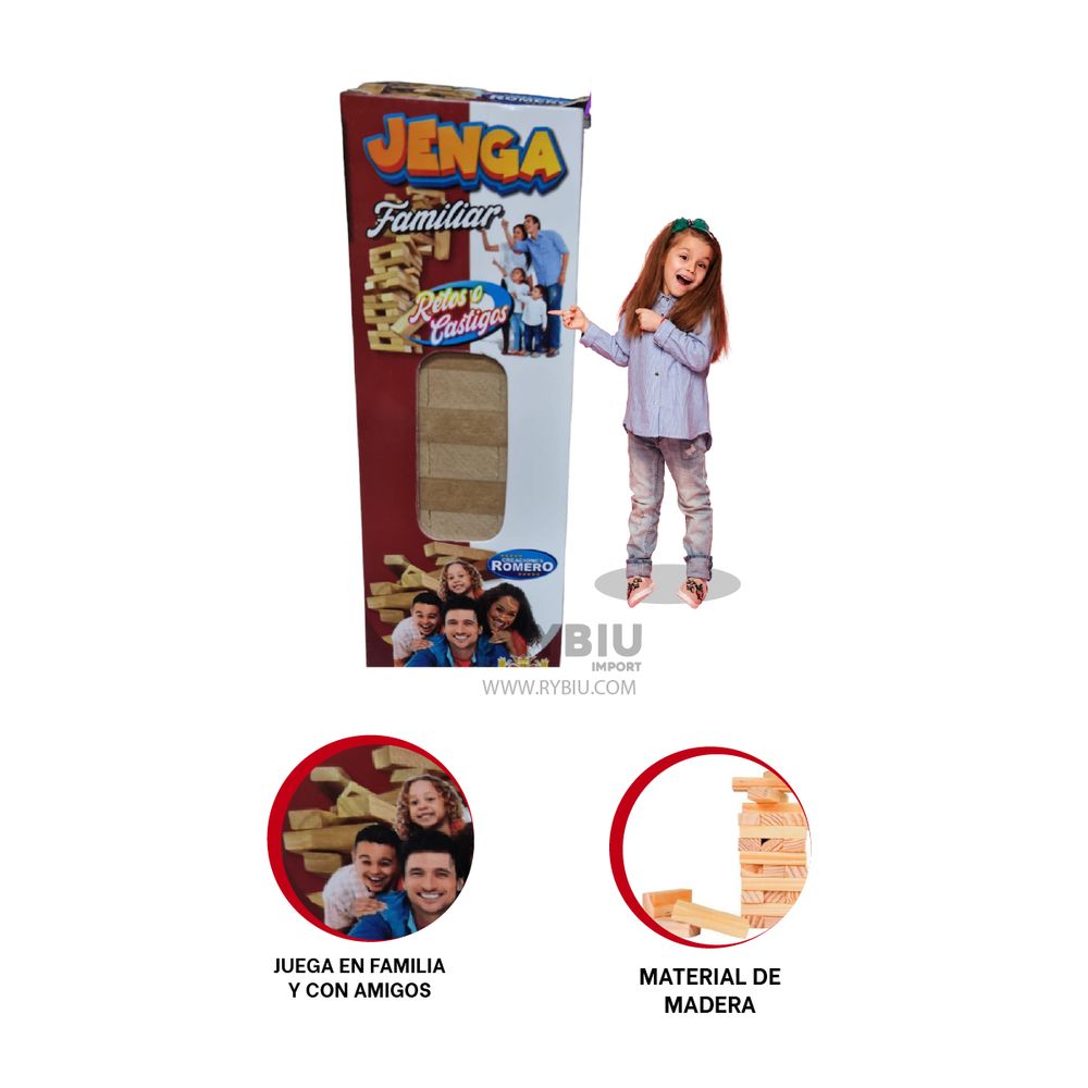 Jenga Entretenido Familiar de Color Madera Y+Stickers | plazaVea - plazaVea