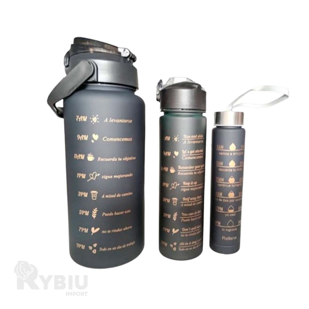 Trio de Termos para Hidratacion en Tapa Negra Y+Stickers | plazaVea ...