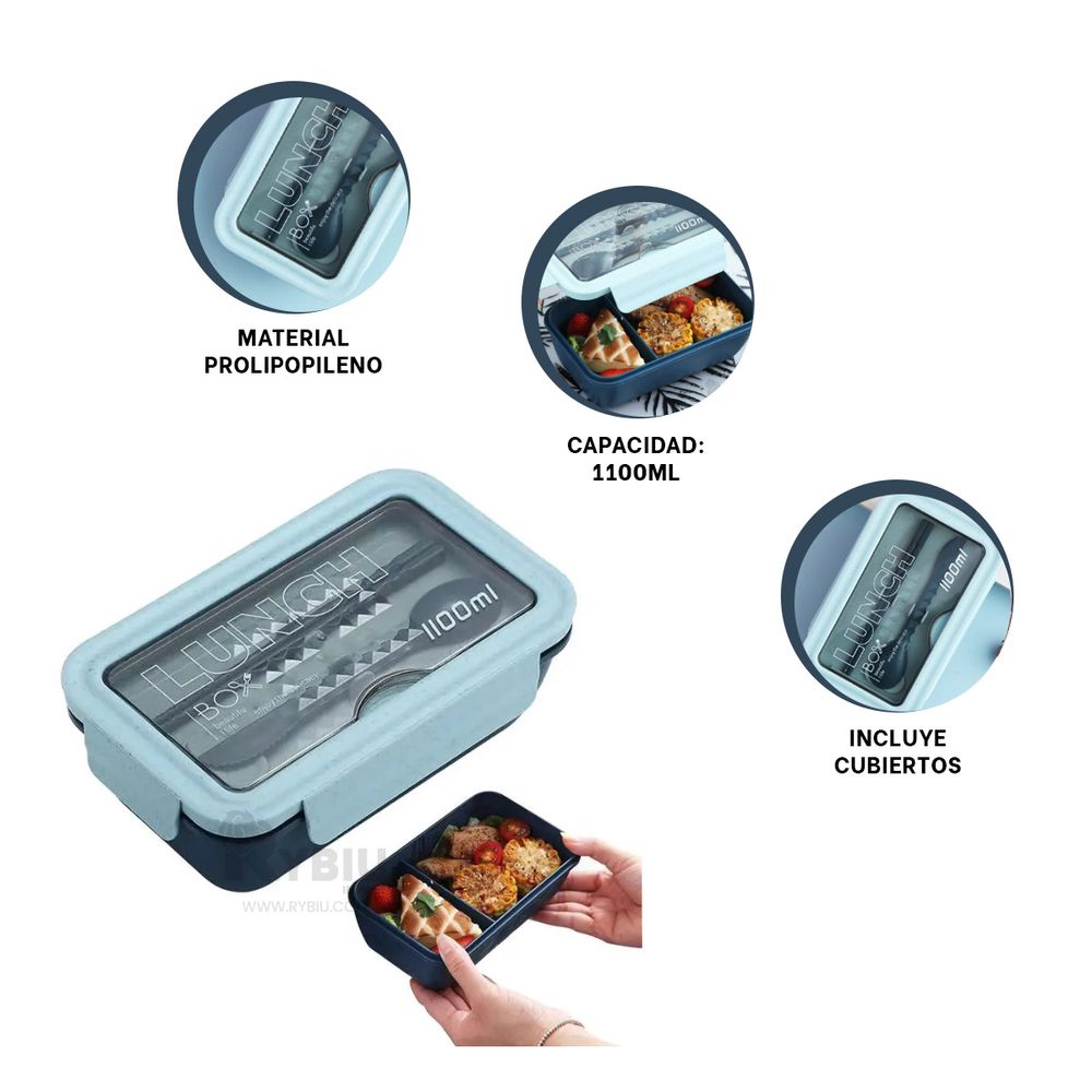 Taper Box Eficaz con Cubiertos Azul Y+Papel de Regalo - Supermercado