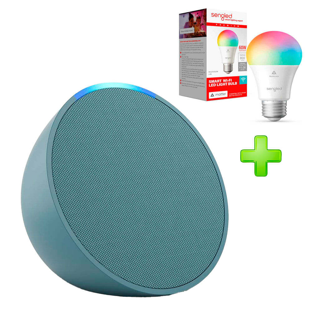Pack Echo Pop Parlante Alexa Verde Azulado + Foco Sengled 60W 1-PK ...