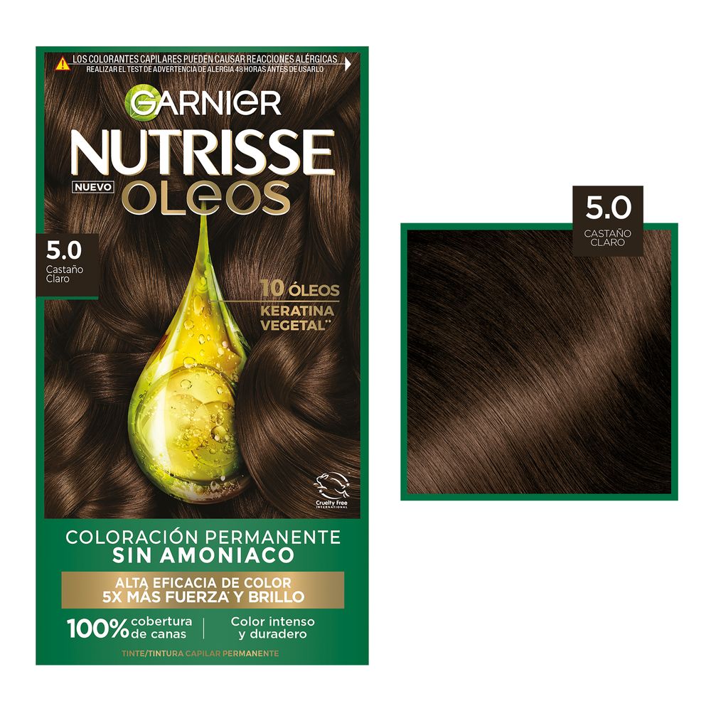 Tinte Capilar Garnier NUTRISSE Oleos 5.0 Castaño Claro Caja 1un ...
