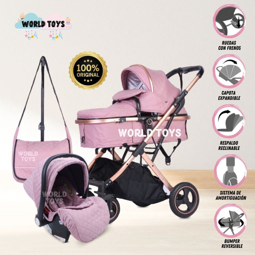 Coche Moisés 4 en 1 Addison con Portabebé Rosa | plazaVea - plazaVea