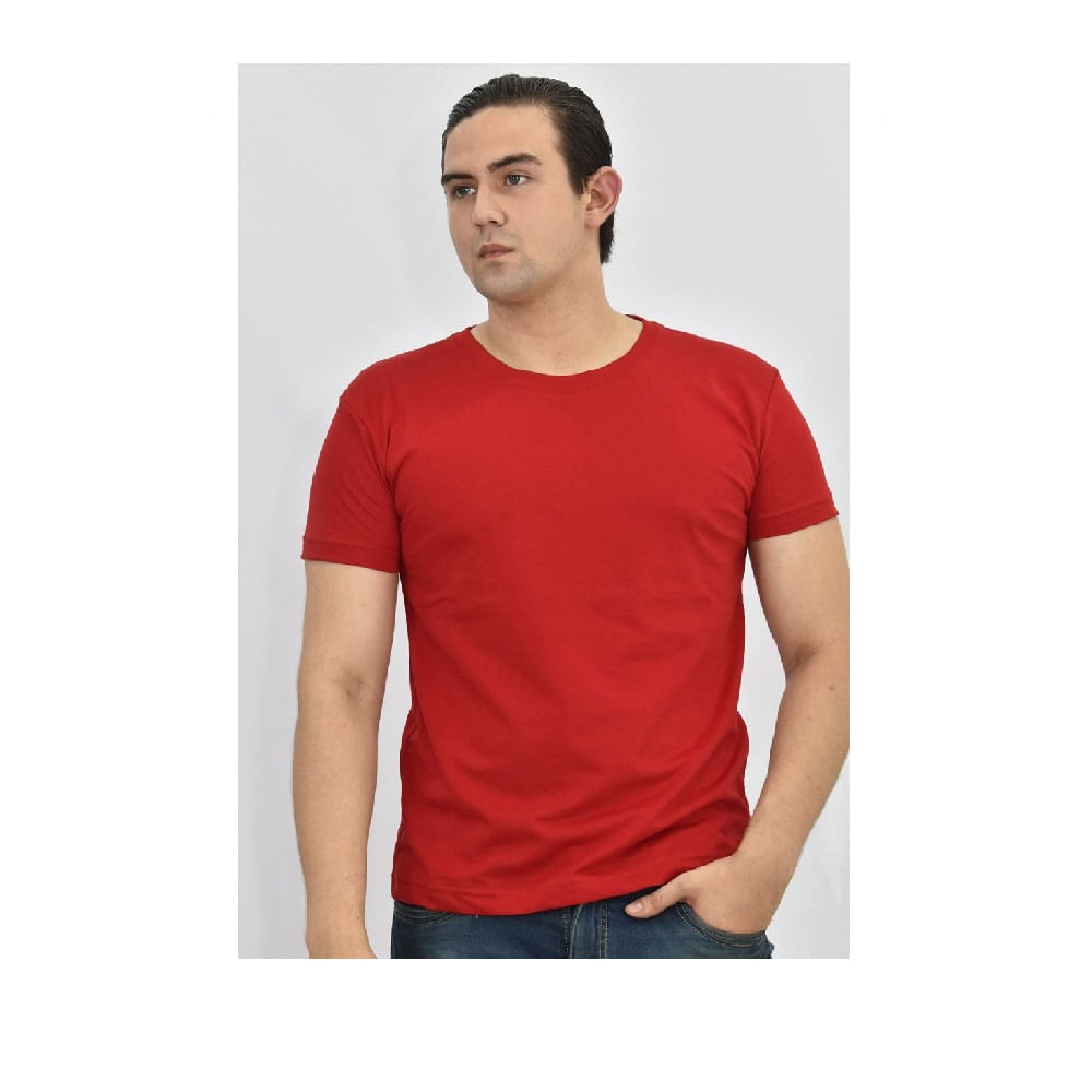 Polo Básico para Hombre Cuello Redondo rojo Talla L| plazaVea - plazaVea