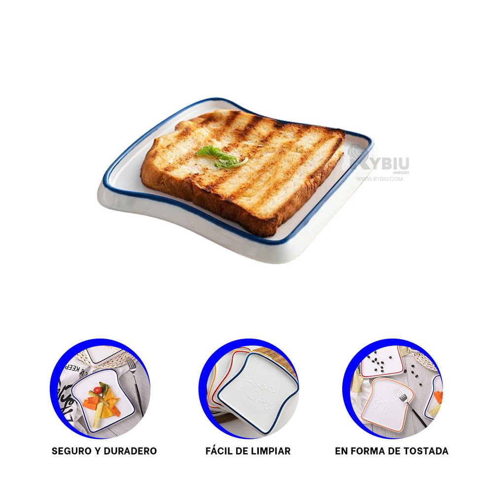 Plato Hecho de Ceramica para Pan Tostada Azul Y+Stickers | plazaVea ...