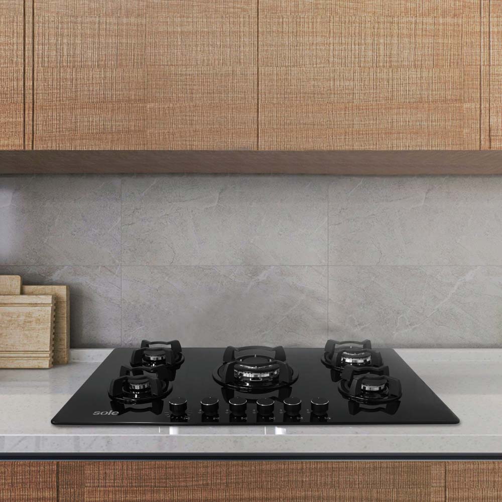 Cocina Empotrable a Gas SOLE 5 Quemadores Vidrio Templado SOLCO059 ...