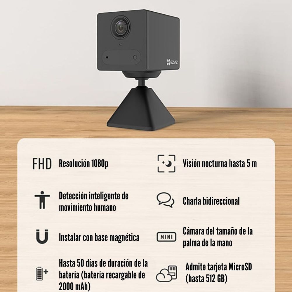 Cámara WiFi EZVIZ CB2 Full HD 1080p Batería Recargable Negro | plazaVea ...