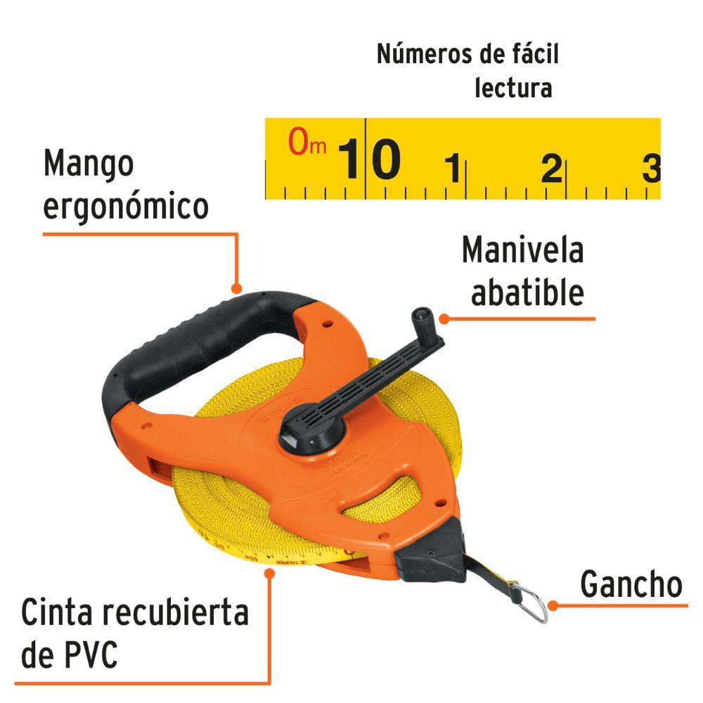 wincha Cinta métrica l 50m Profesional flexómetro fibra de vidrio ...