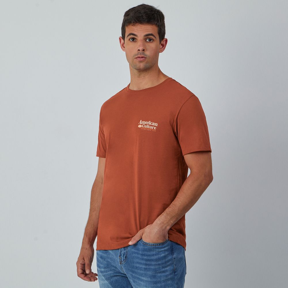 Polo Hombre Doble Print Ladrillo Manga Corta Amc - plazaVea