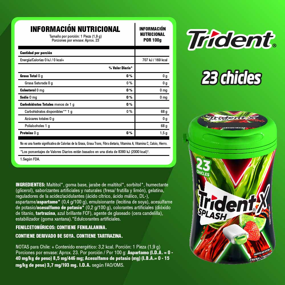 Goma de Mascar TRIDENT Fresa y Limón Empaque 44.6g | plazaVea - plazaVea