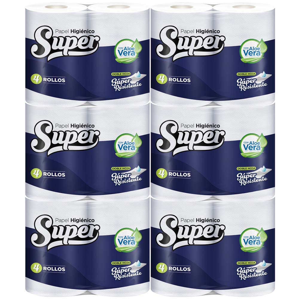 Papel Higiénico SUPER Azul 29Mts Plancha 6 Paquetes 4un c/u - Makro