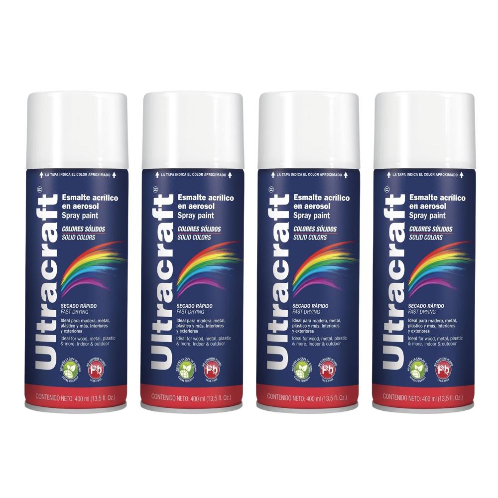 Pintura Spray Color Blanco Brillante x4 Unidades Ultracraft 40022-4 ...