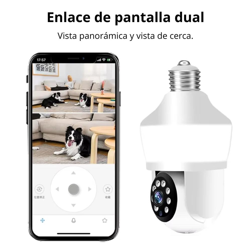 Foco Cámara IP 3M WiFi con Bombilla 360º Pantalla Dual y Alarma SEISA ...