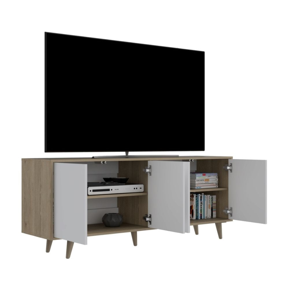 Mesa para TV 50" Bora Melamina Rovere/Blanco Tuhome | plazaVea - plazaVea