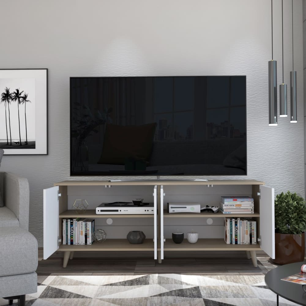 Mesa para TV 50" Bora Melamina Rovere/Blanco Tuhome | plazaVea - plazaVea