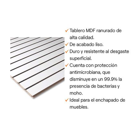 Tablero MDF Ranurado Blanco 18mm 1.22x2.44 metros | plazaVea - plazaVea