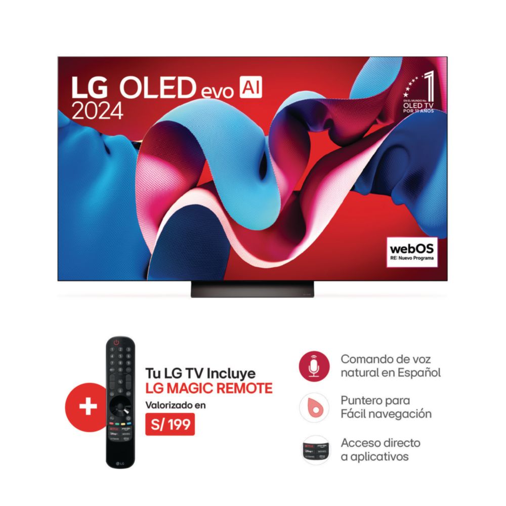 Televisor LG OLED55C4PSA 55" OLED evo 4K UHD WebOS| plazaVea - plazaVea