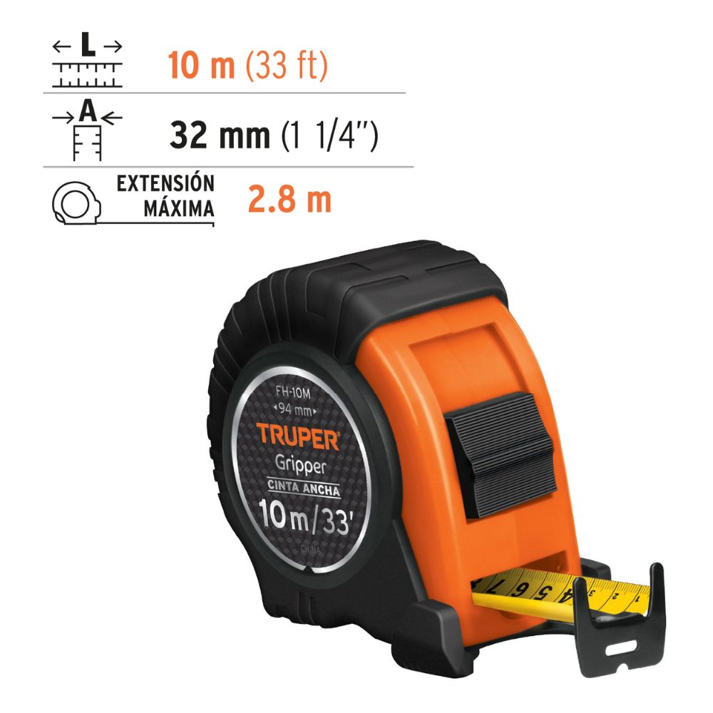 Wincha cinta métrica Profesional contra impactos 10m cinta ancha 32mm ...