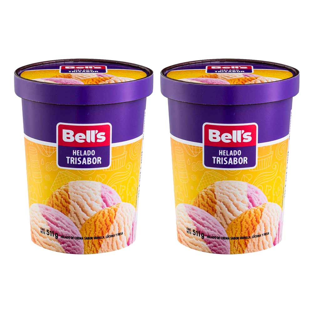 Pack Helado BELL'S Trisabor Pote 511g x 2un | plazaVea - plazaVea