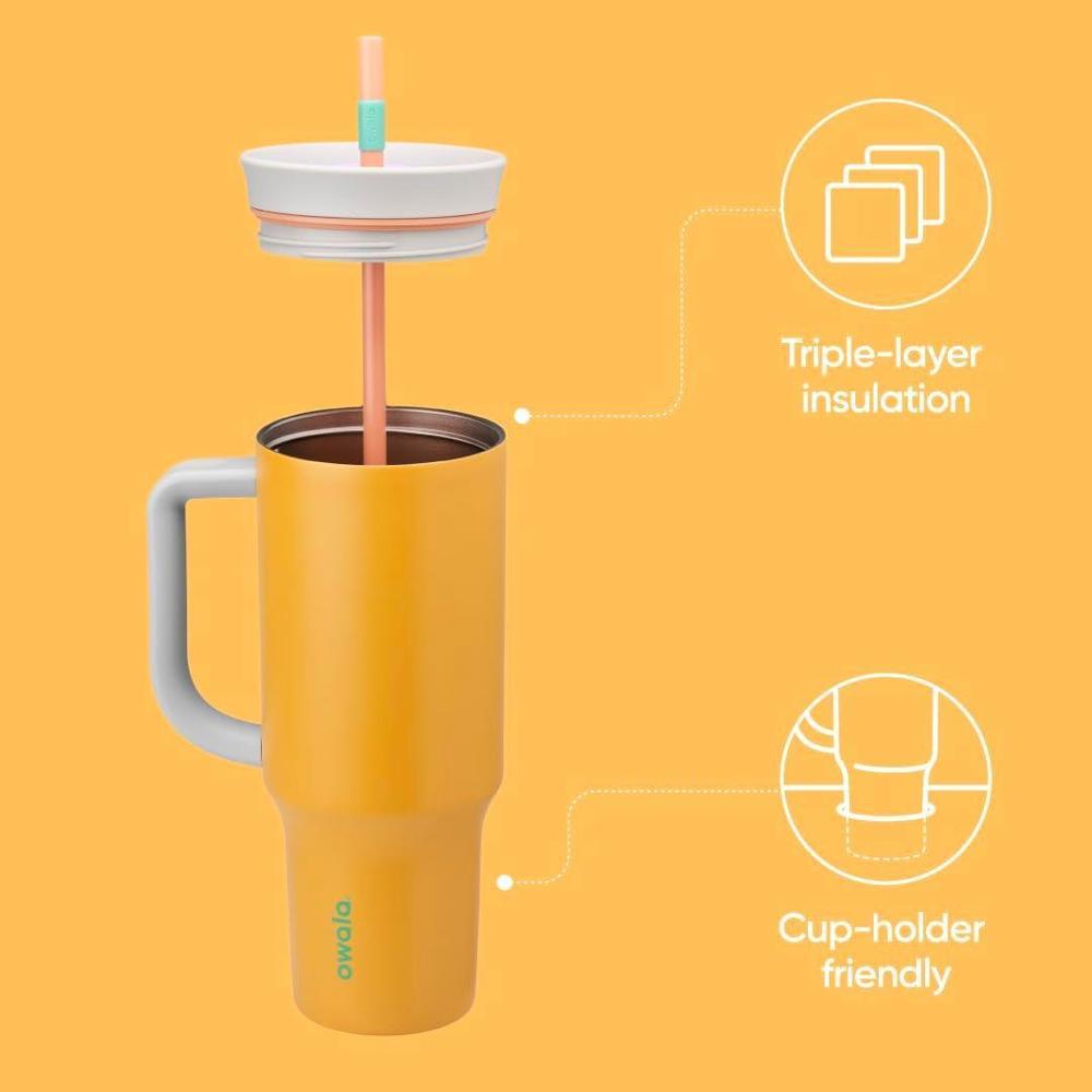 Vaso de viaje Owala de acero inoxidable con tapa a prueba de derrames y ...
