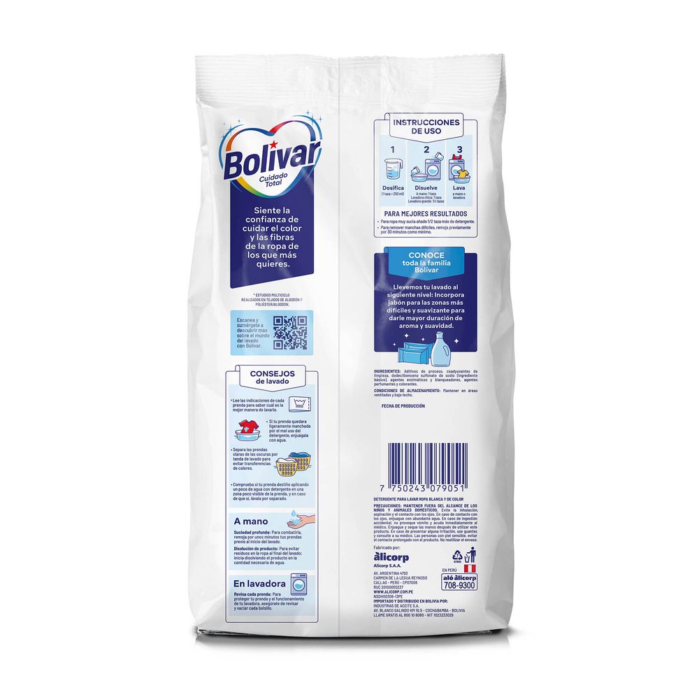 Detergente en Polvo BOLIVAR Cuidado Total Bolsa 730g | plazaVea - Makro
