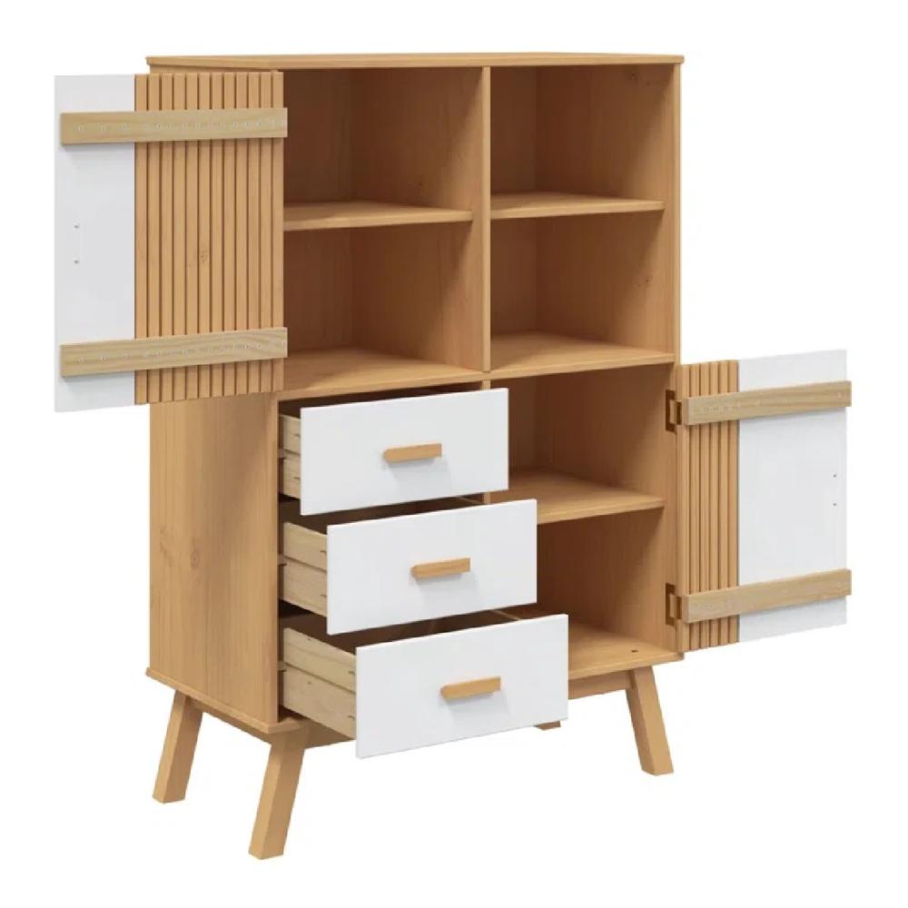 Aparador Alto TU MESITA Mayra color Haya/Blanco 2 puertas 2 cajones ...