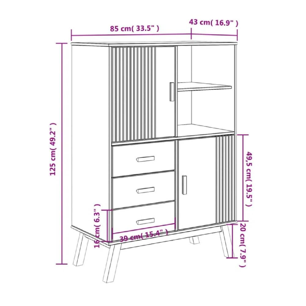 Aparador Alto TU MESITA Mayra color Haya/Blanco 2 puertas 2 cajones ...