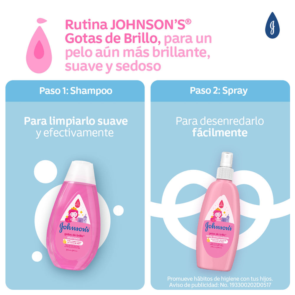 Spray para Peinar para Bebé JOHNSON'S BABY Gotas de Brillo Frasco 200ml ...
