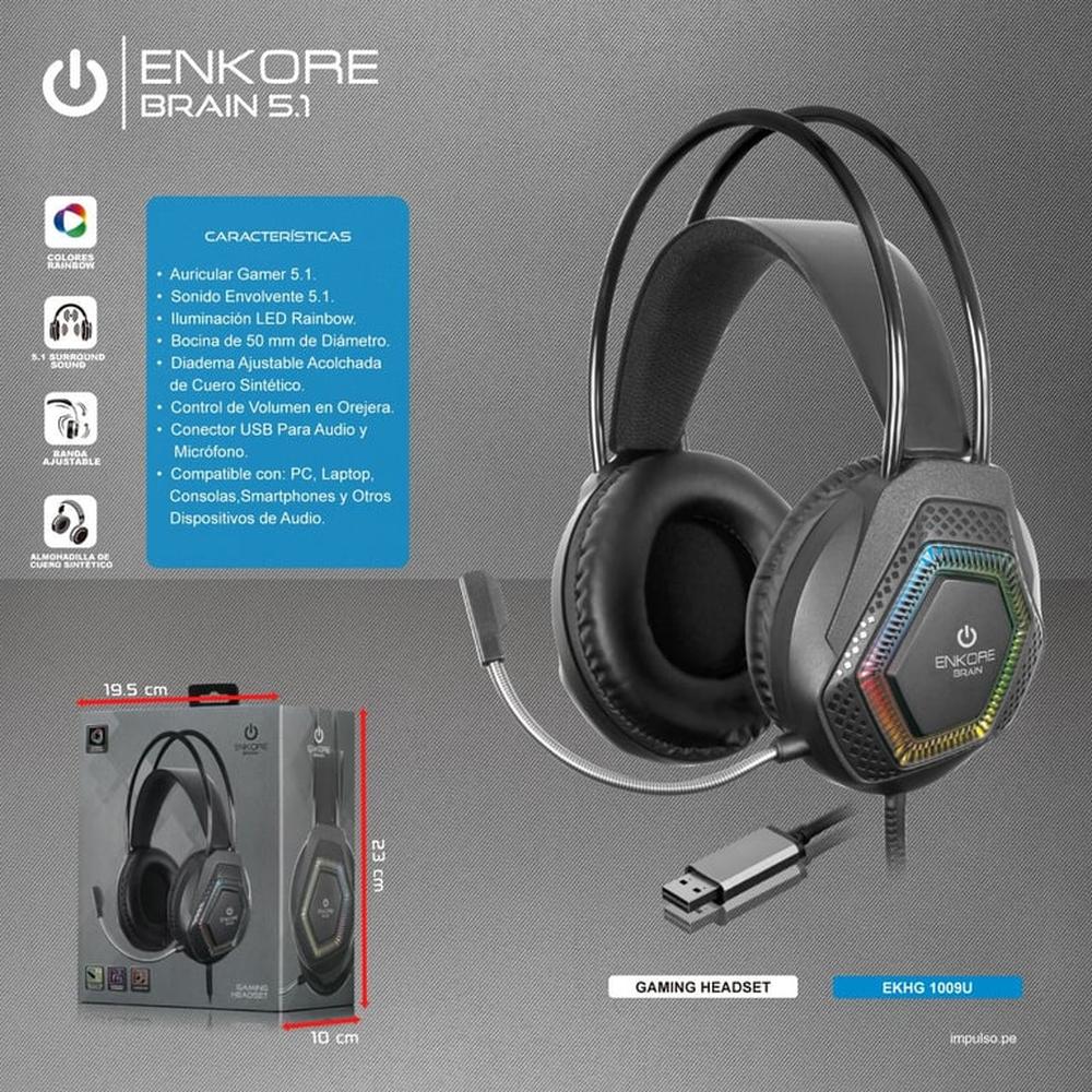 Audifono Gamer USB Enkore Brain 5.1 iluminación LED | plazaVea - plazaVea