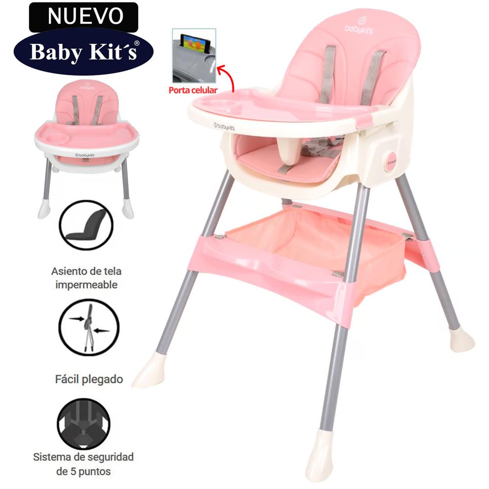 Silla de Comer Baby Kits Plegable Doble bandeja STEPS Rosado - plazaVea