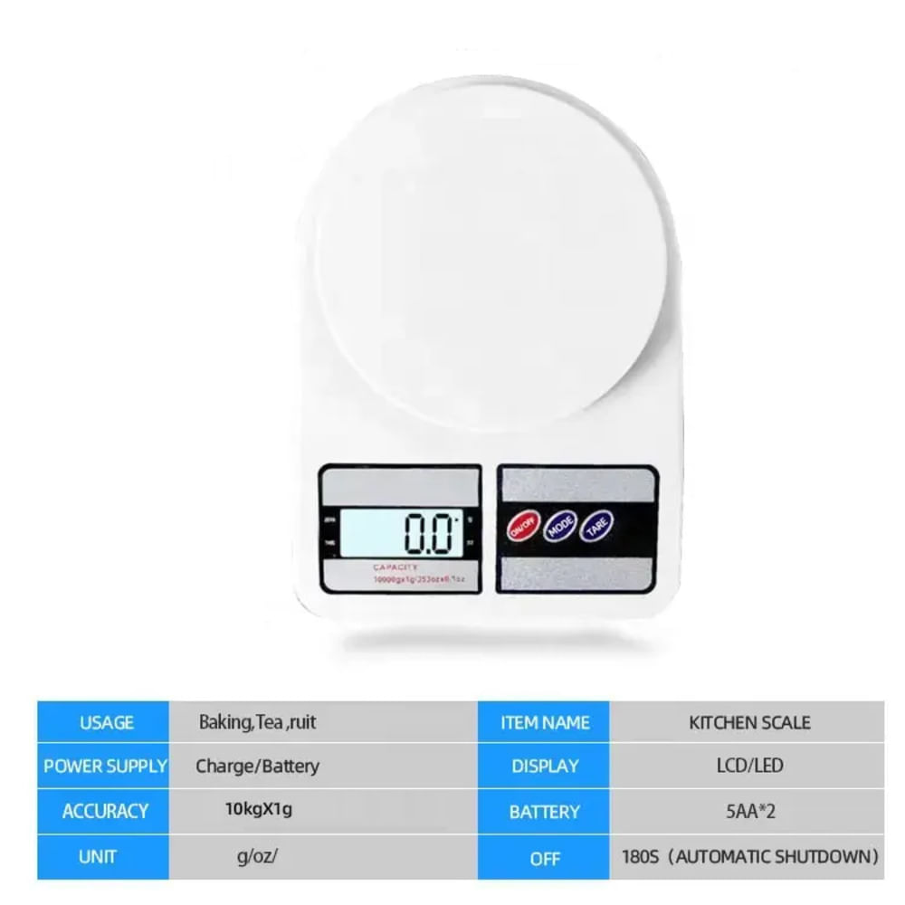Balanza Digital Gramera 10kg/1g Repostería Cocina Pantalla ...