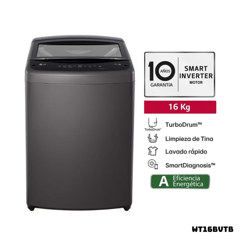 Lavadora LG TURBODRUM 16 KG Carga Superior Negro Claro WT16BVTB | plazaVea - plazaVea