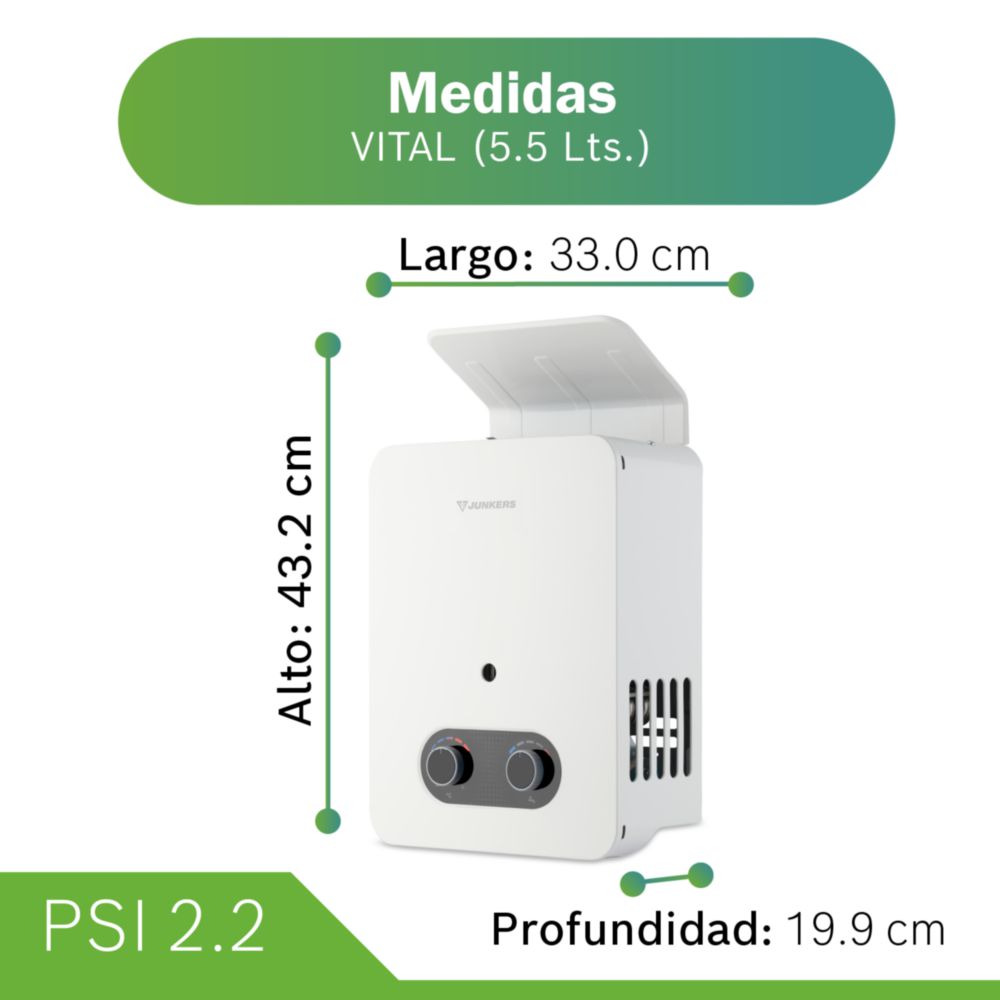 Calentador a Gas GLP Bosch Vital 5.5 Lt.+Kit | plazaVea - plazaVea