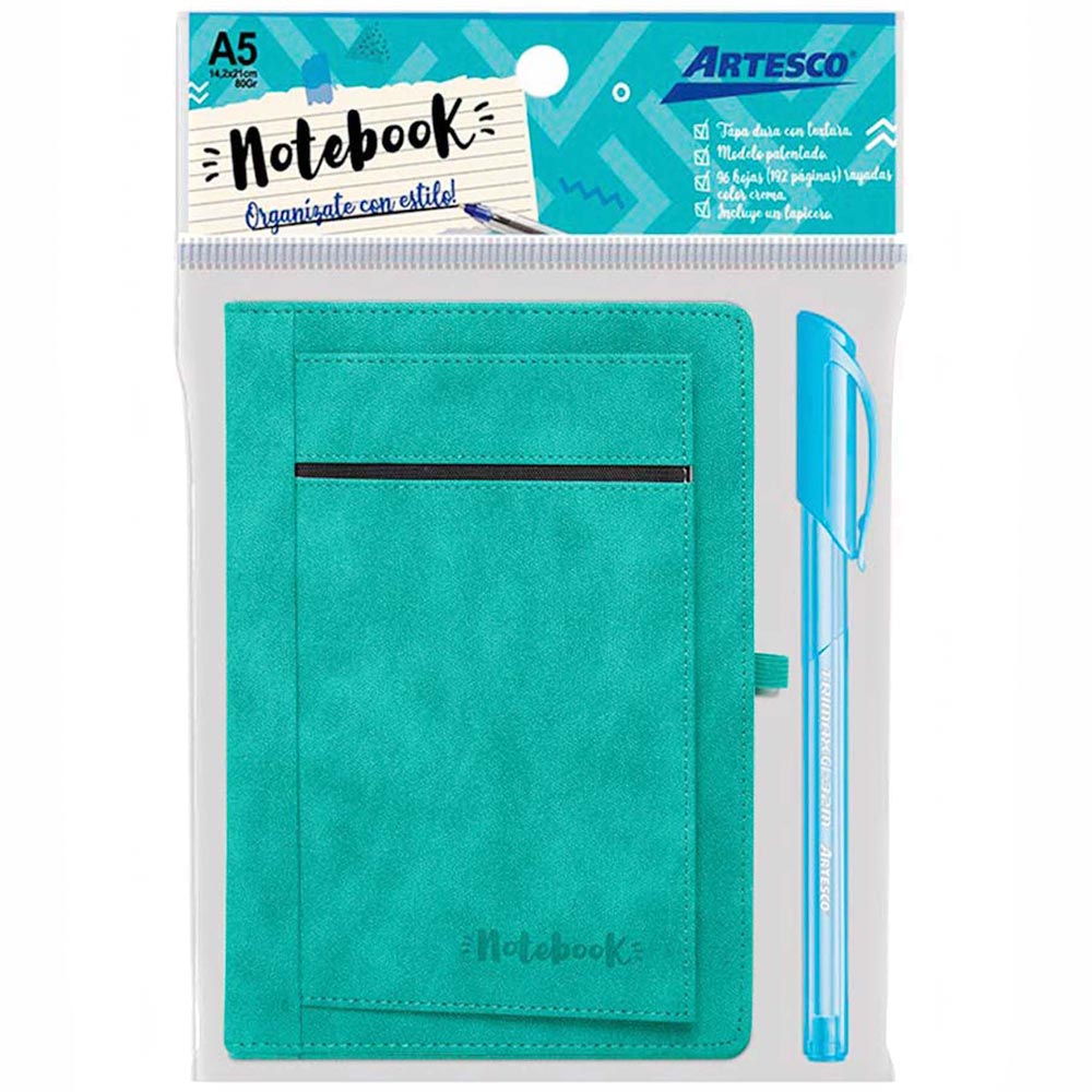 Pack ARTESCO Notebook Wallet Aqua + Lapicero Trimax GL32 Celeste ...