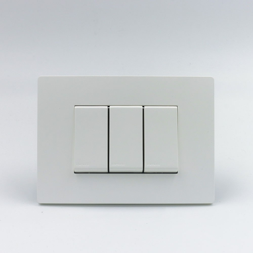 INTERRUPTOR TRIPLE (2 SIMPLE + 1 CNMTDR 3 VIAS) SINTHESI S33 PLACA BLANCA MATE Y DADO S22 BLANCO ...