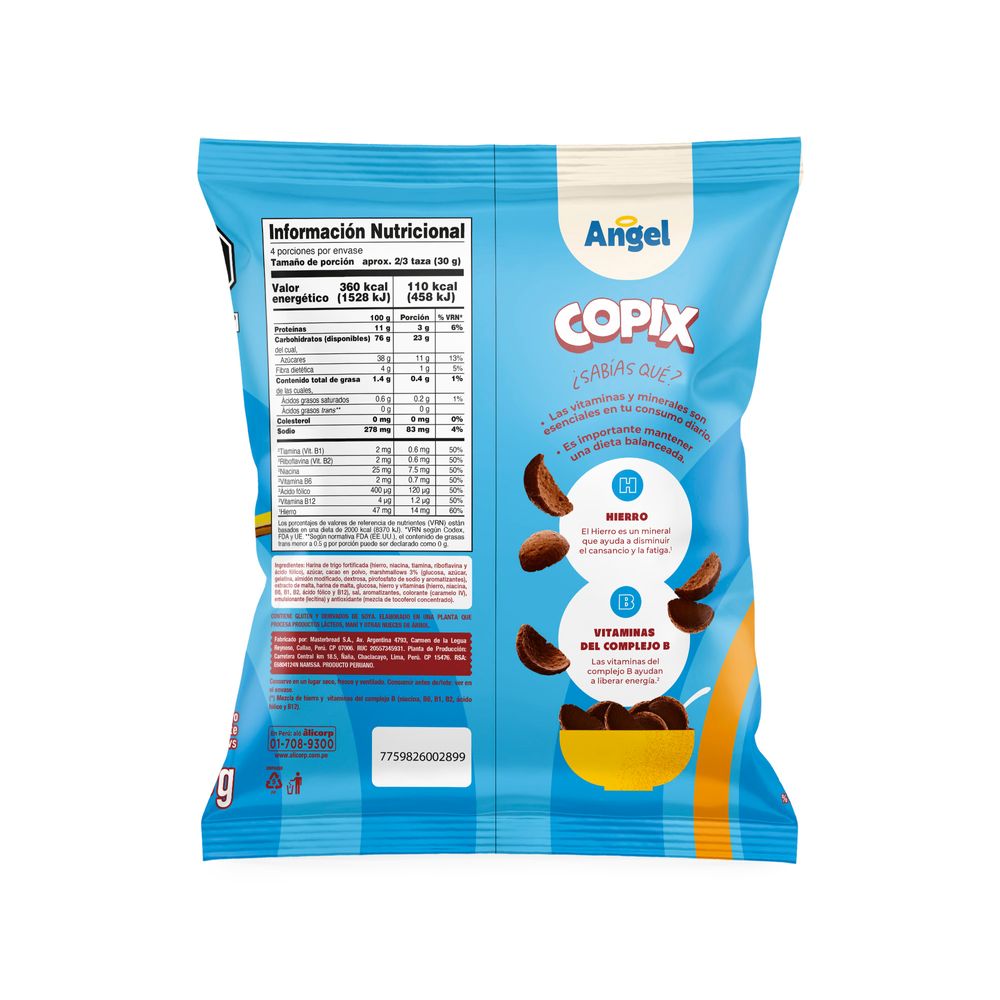Cereal de Trigo ÁNGEL Copix Sabor a Chocolate y Marshmallows Bolsa 120g ...